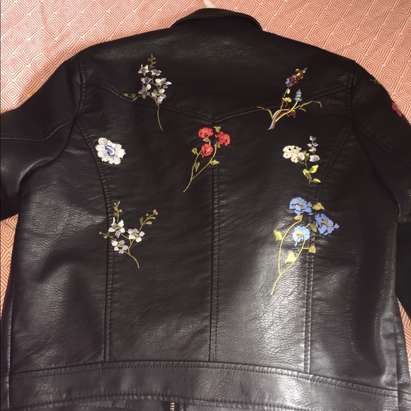 Tobi | Jackets & Coats | Rose Embroidered Leather Jacket | Poshmark